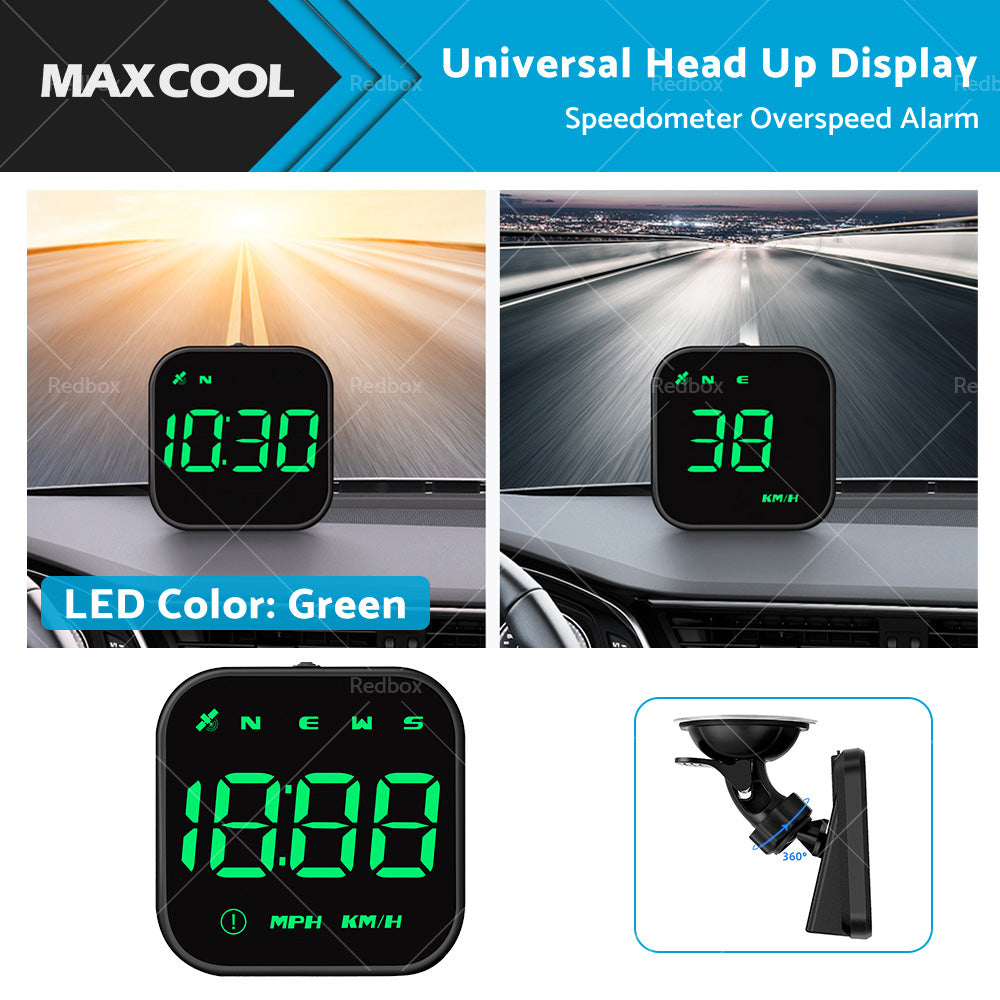 Universal Car HUD Head Up Display LED Digital GPS Speedometer Overspee ...